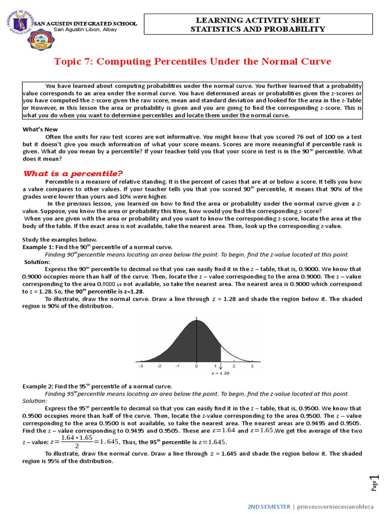 Topic 07 | PDF | Percentile | Standard Score