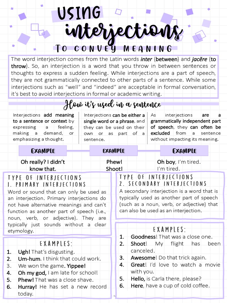 Interjections Notes | PDF | Part Of Speech | Word
