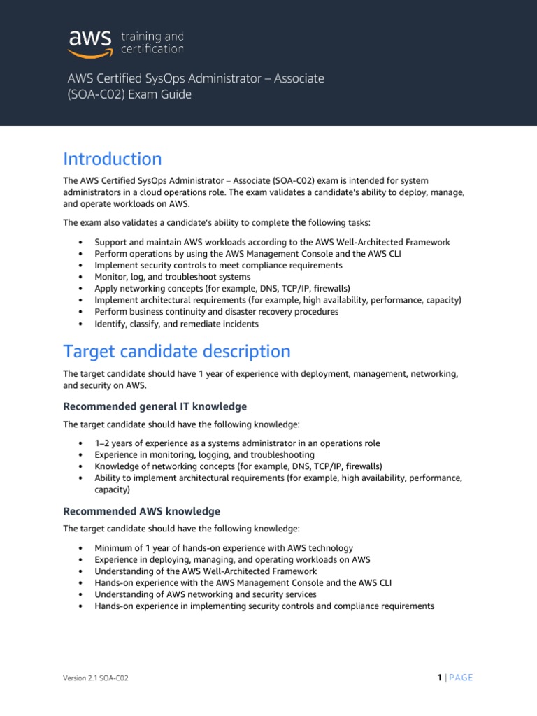 AWS Certified SysOps Administrator Exam Guide | PDF | Multiple Choice | Amazon Web Services