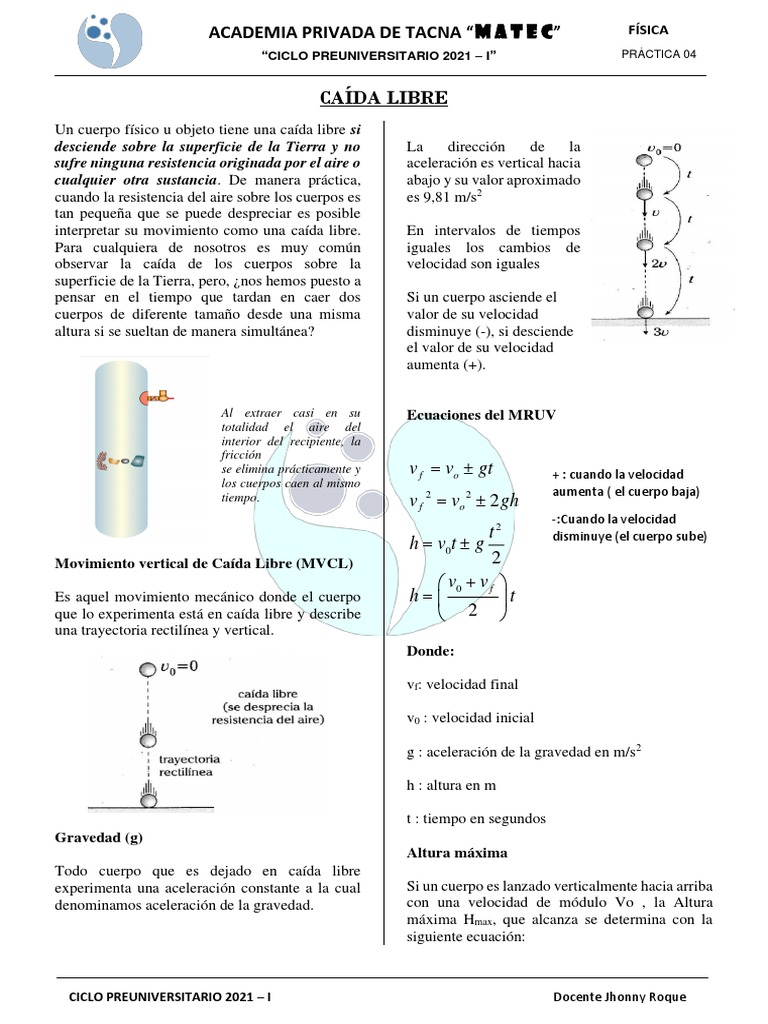 PRACTICA 04. Caida Libre | PDF | Velocidad | Cambio