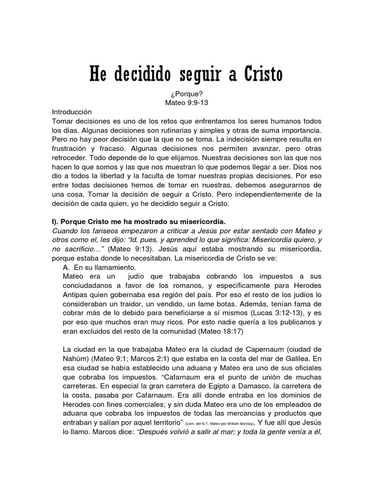 Decidir Seguir a Cristo: Reflexiones y Llamado | PDF | Jesús ...
