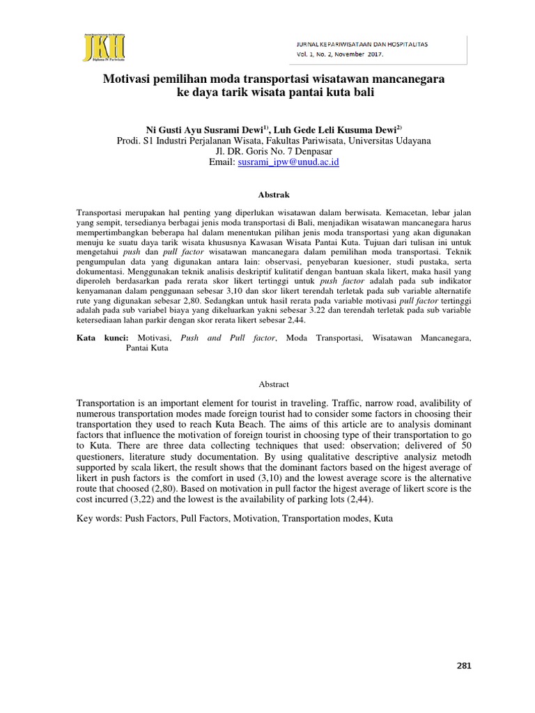 motivasi pemilihan moda transportasi | PDF