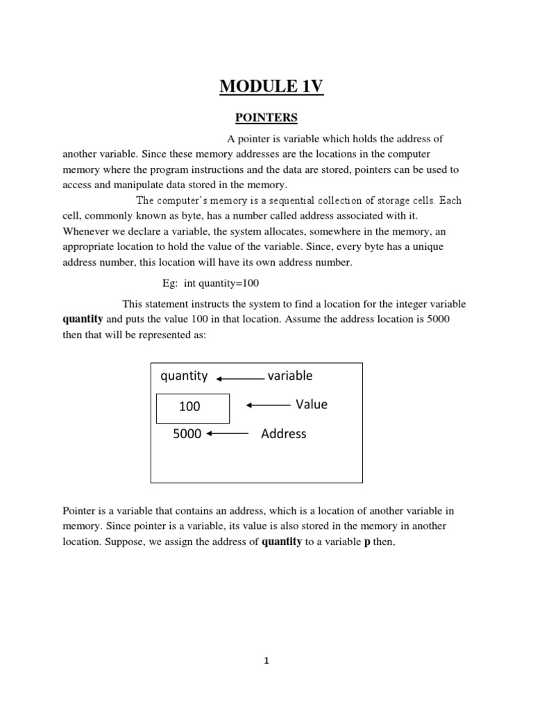 Cp Module Iv Pdf Pdf Pointer Computer Programming Variable Computer Science 2067