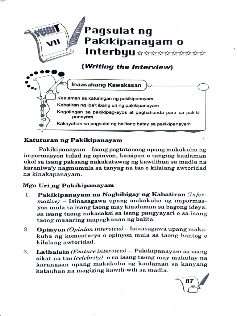 Yunit 7 Pagsulat ng Pakikipanayam o Interbyu.pdf | PDF
