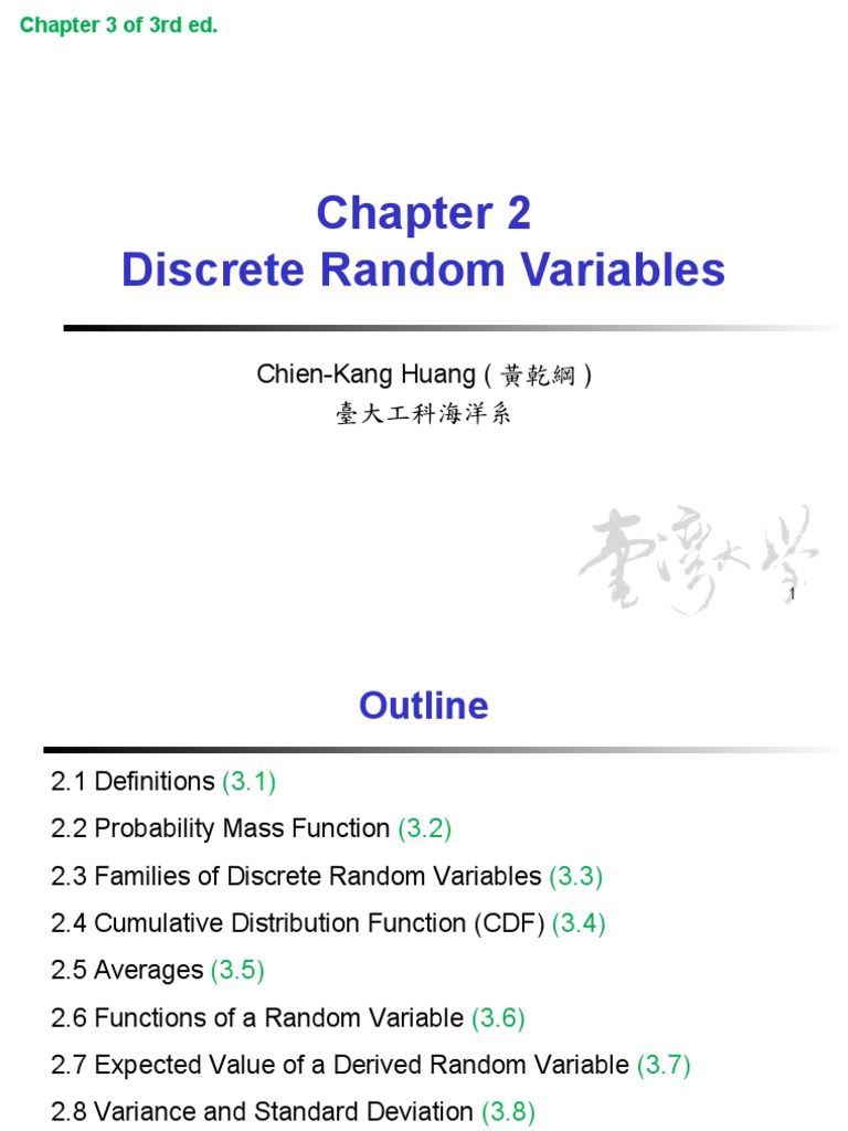 Chap 02 | PDF | Probability Distribution | Random Variable Chap 02 | PDF | Probability Distribution | Random Variable