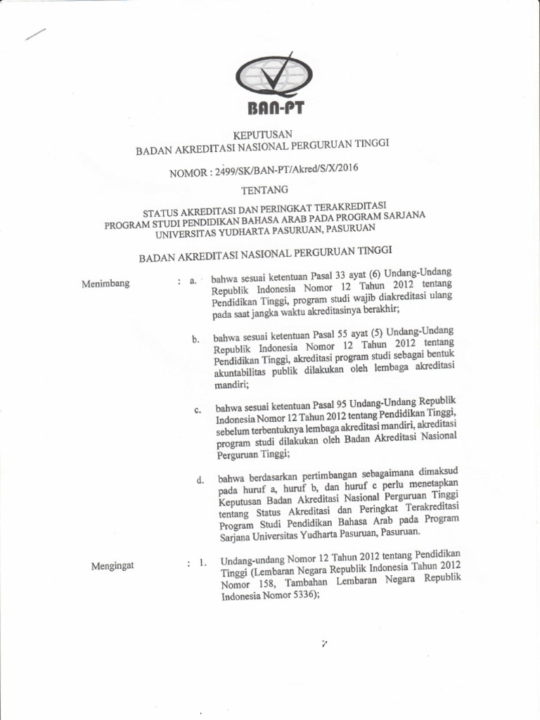 SK Akreditasi Pba PDF | PDF