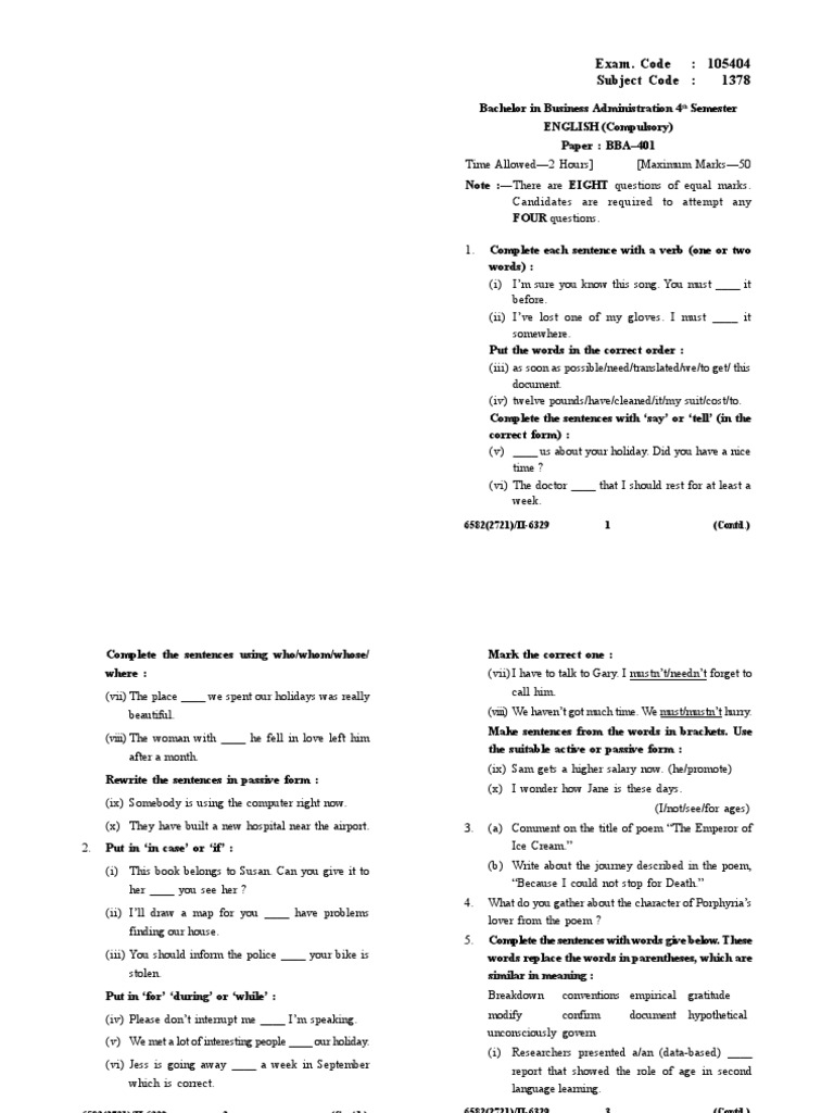 English - Bba - 4th Sem - 2021 PDF | Download Free PDF | Immigration