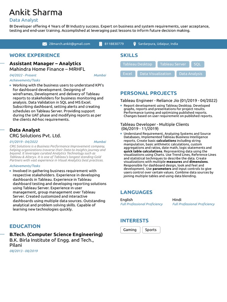 Ankit's Resume 2023 | PDF | Data | Data Analysis