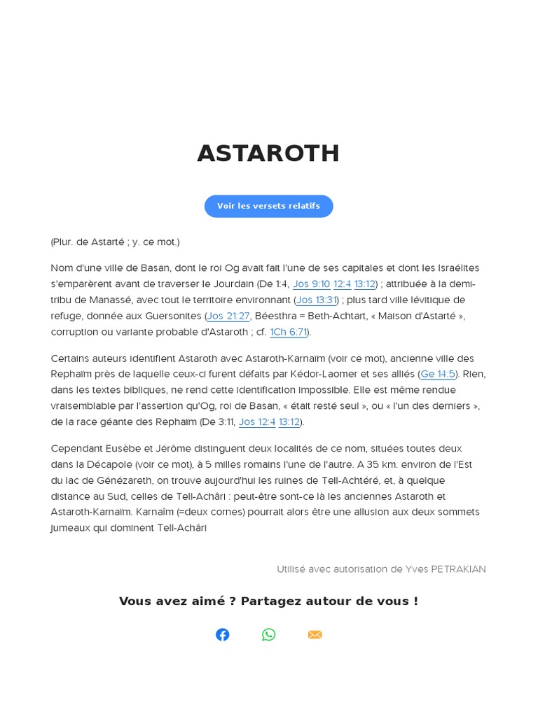 Astaroth : Signification et Références Bibliques | PDF