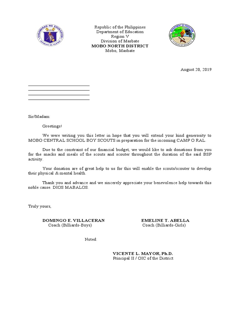 Solicitation Letter - Domingo Villaceran | PDF