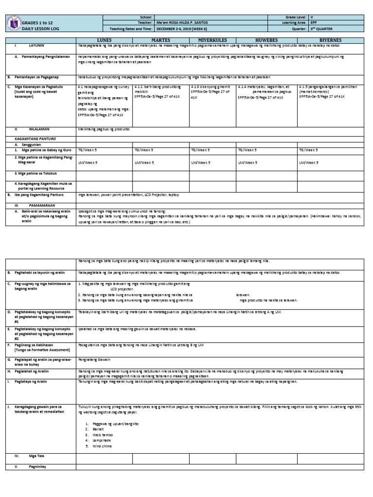 Epp 5 - Q3 - W6 DLL | PDF