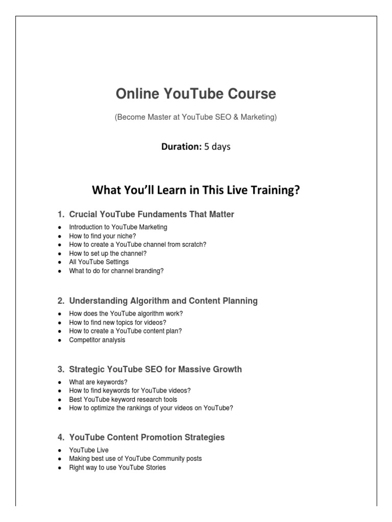 YouTube Course WsCube Tech Brochure | PDF | You Tube | Search Engine ...
