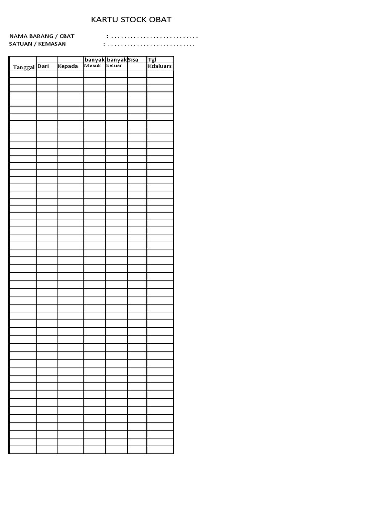Format Kartu Stok Obat | PDF