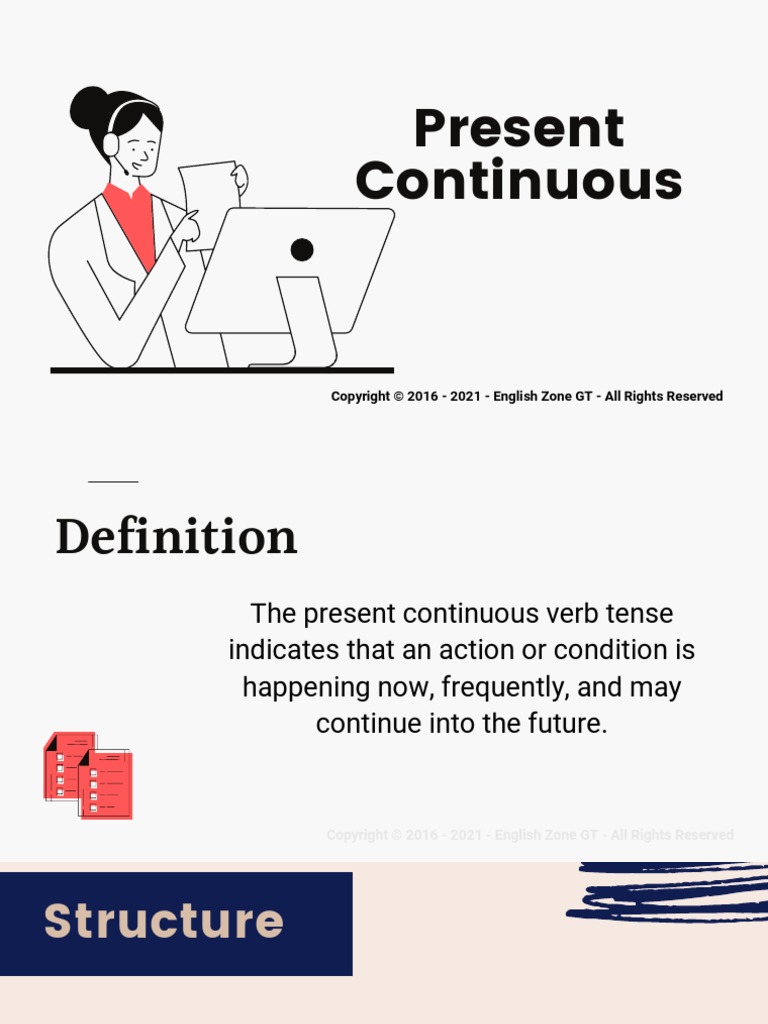 Present Continuous By: English Zone GT | PDF | Verb | English Language