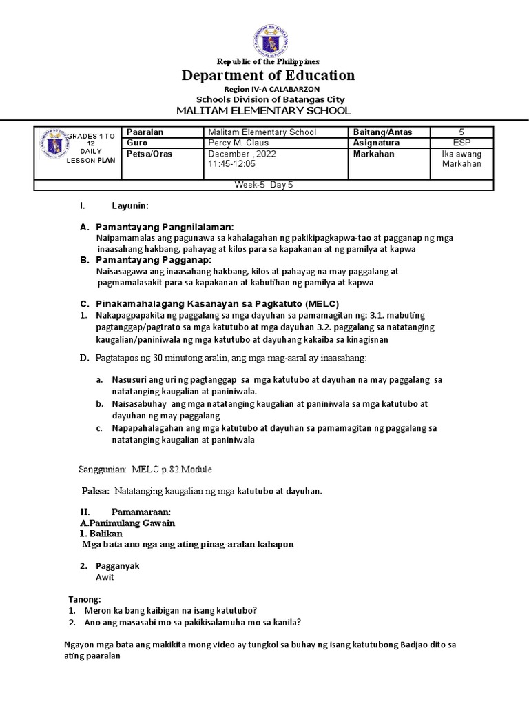 DLP ESP 5 Badjao Integrationdocx | PDF