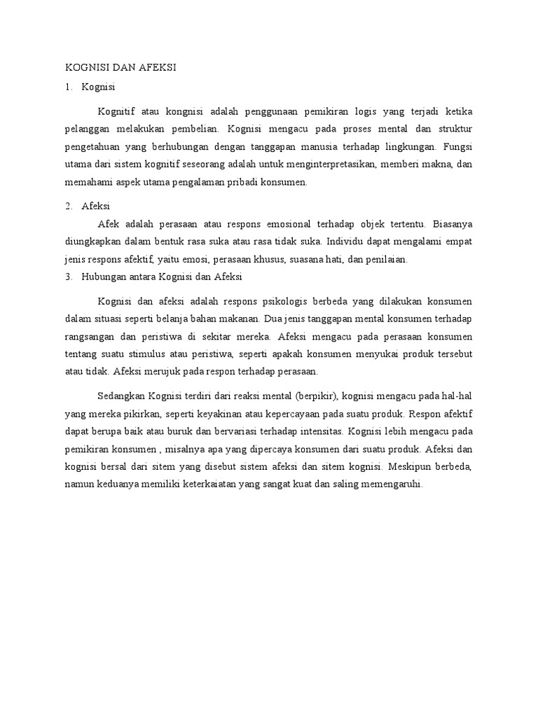 Kognisi Dan Afeksi | PDF