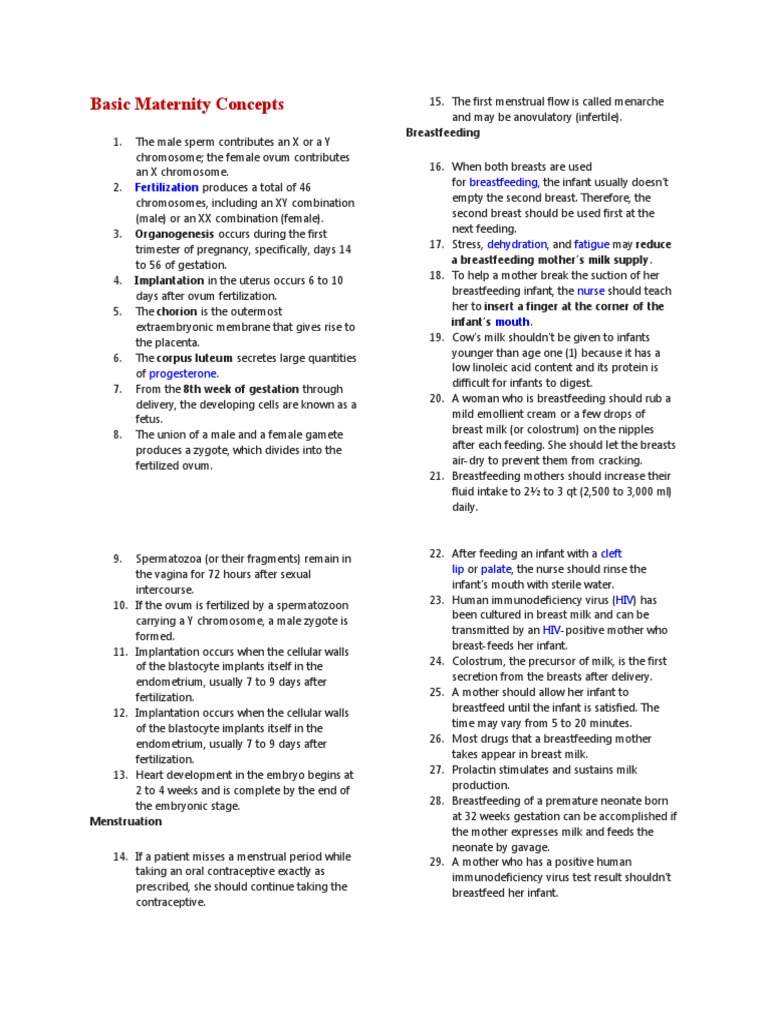 Basic Maternity Concepts | PDF | Pregnancy | Childbirth