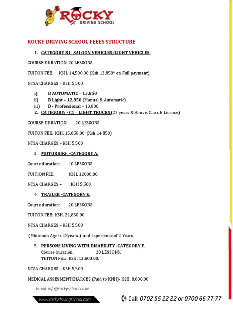 Rocky Driving School Fee Structure 2025 | PDF | Business