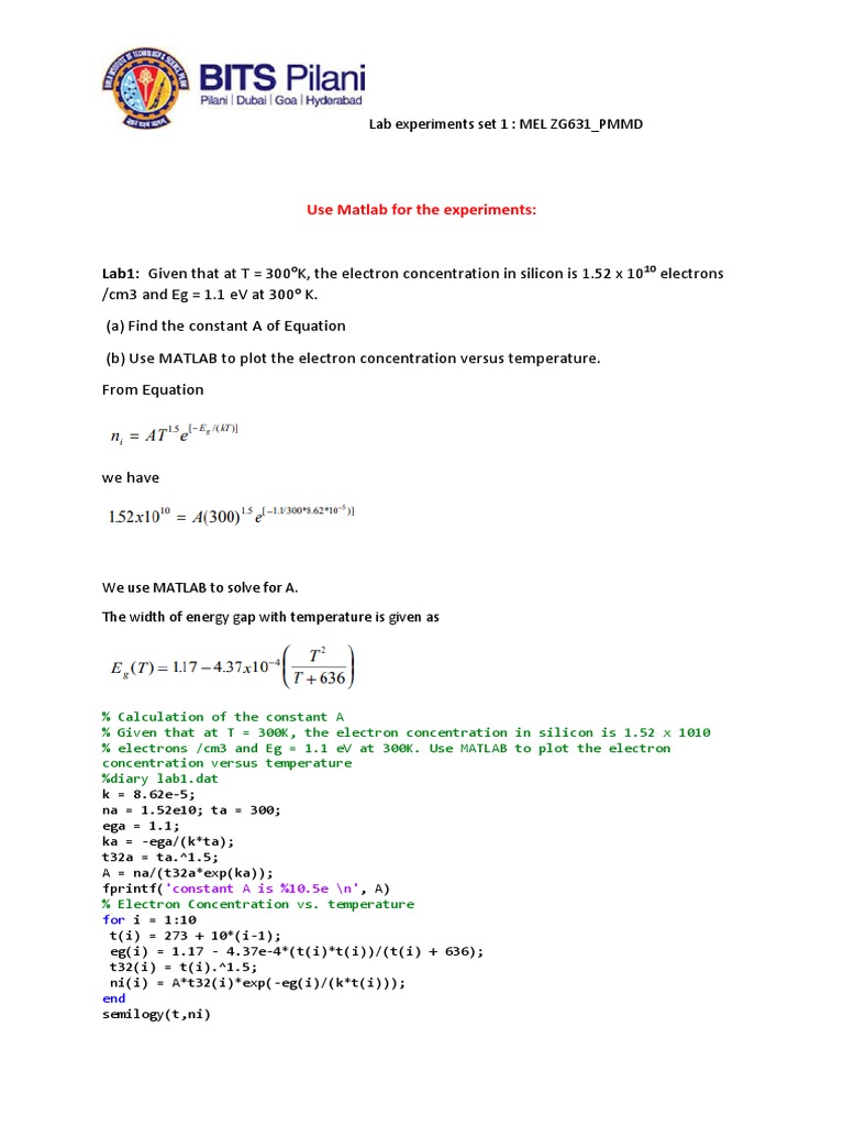 Lab Experiments Set1 | PDF | Doping (Semiconductor) | Semiconductors