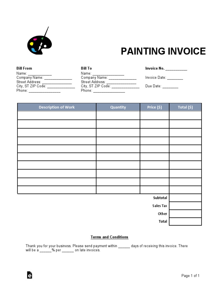 Painting Invoice Template | PDF