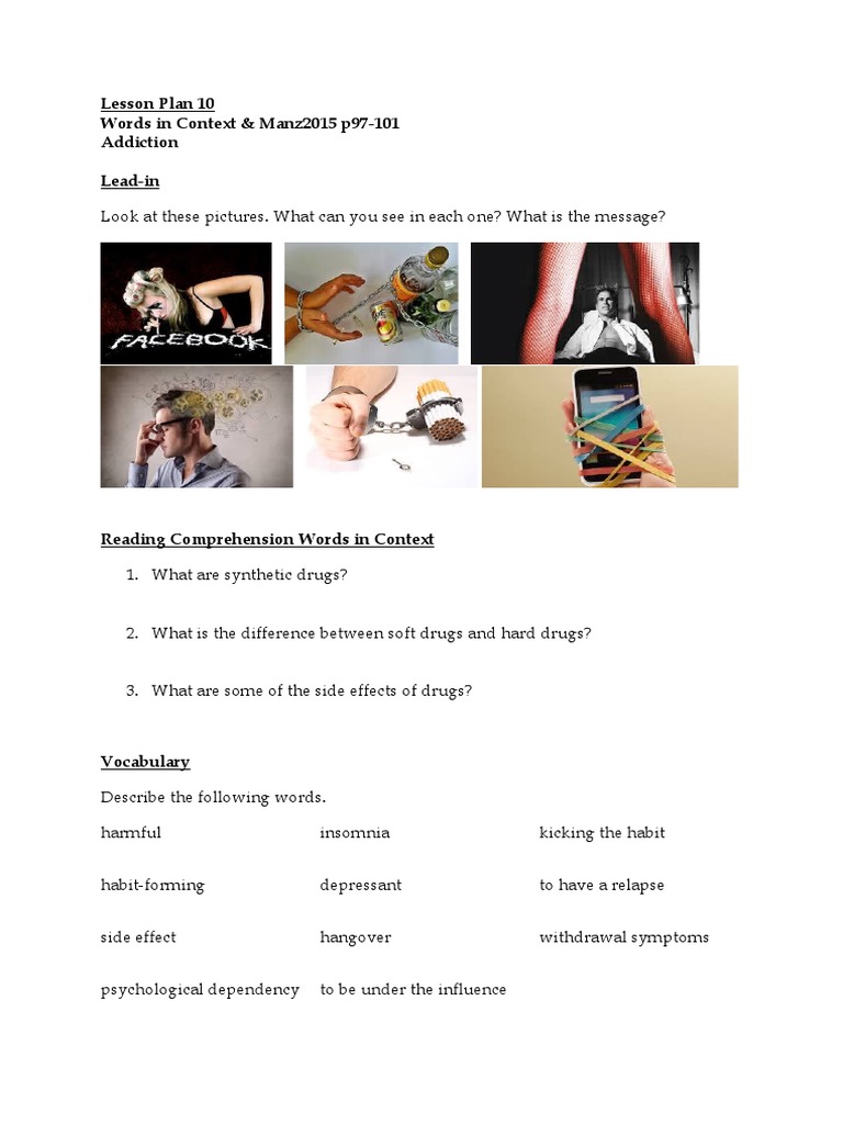 Lesson Plan Addiction | PDF | Substance Dependence | Substance Related ...