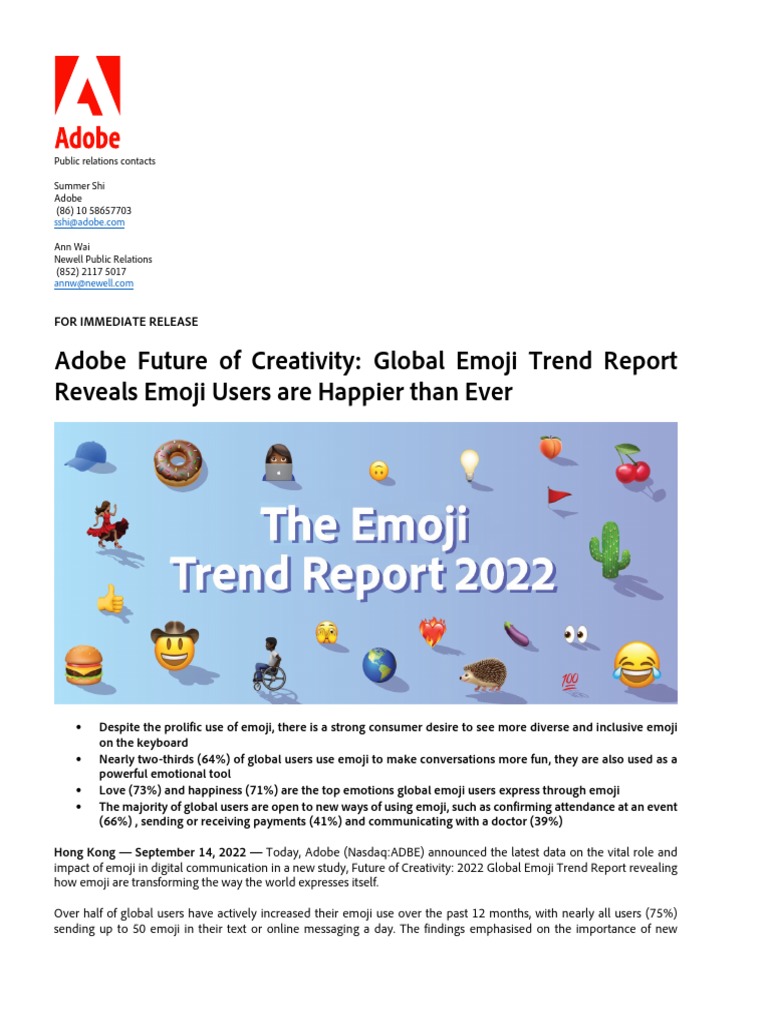 Adobe Future of Creativity Global Emoji Trend Report Reveals Emoji ...