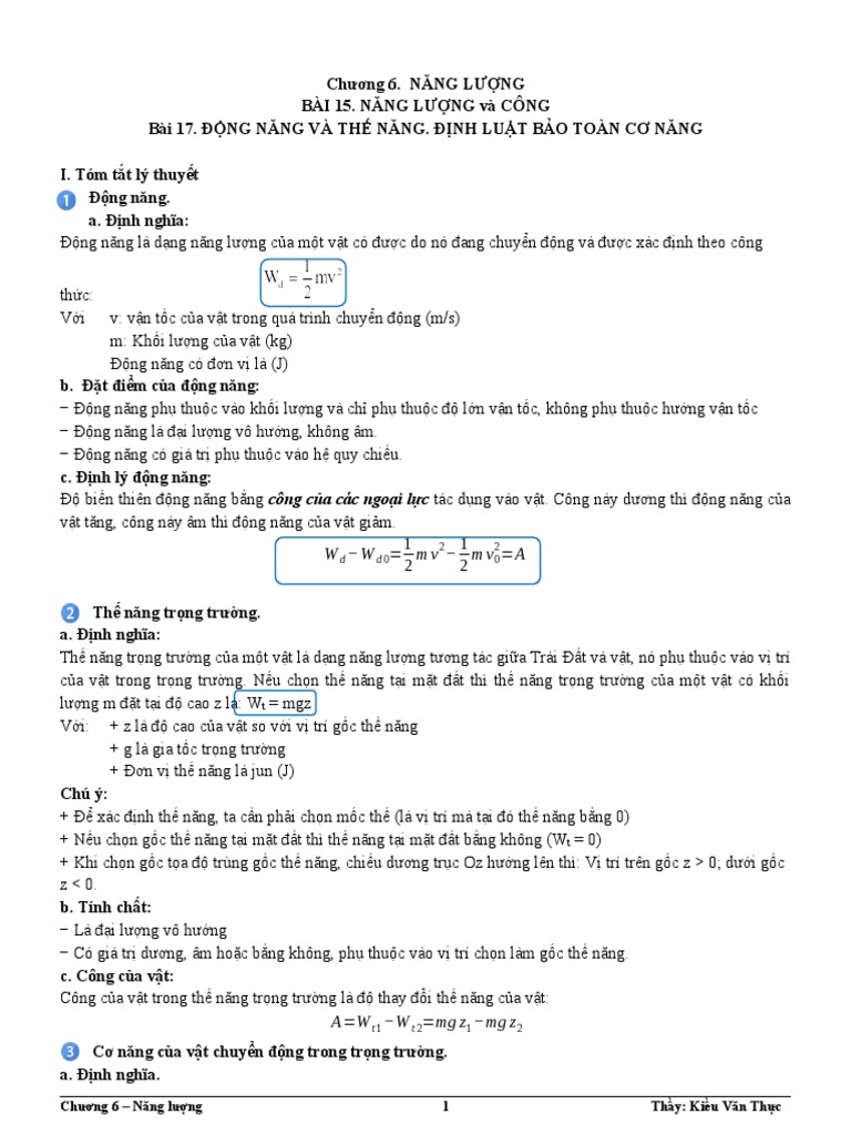 BT Chuong 6 - Nang luong HS - thầy Thực | PDF