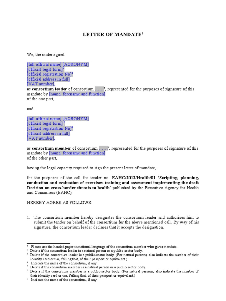 Letter of Mandate | PDF | Consortium | Identity Document
