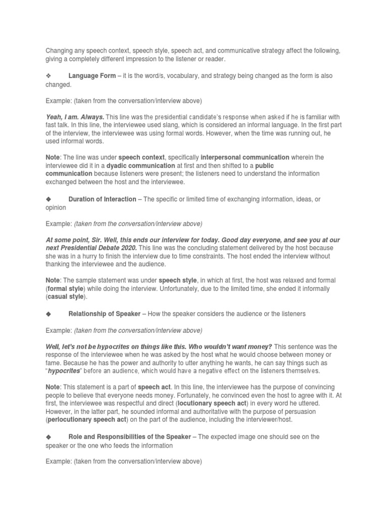 Speech Style Shift in Interviews | PDF | Interview | Communication