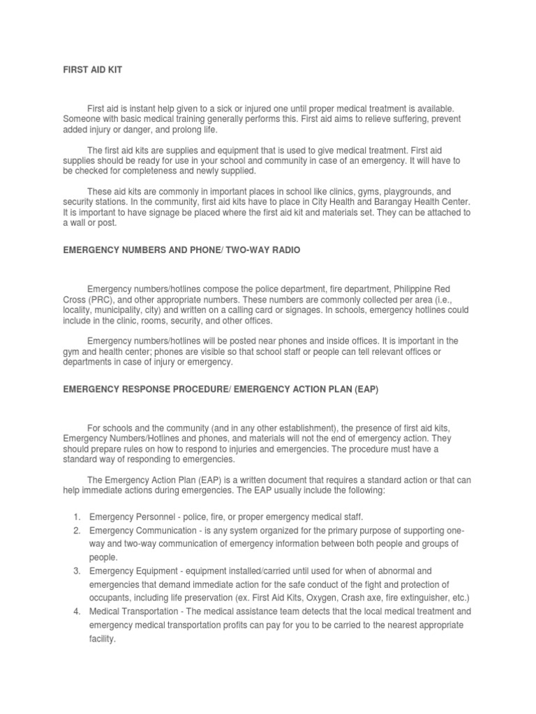 First Aid Kit | Download Free PDF | First Aid | Emergency