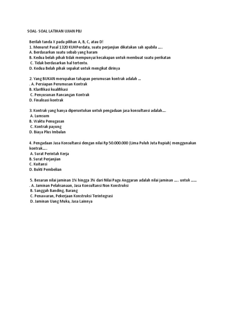 Soal Latihan PBJ | PDF