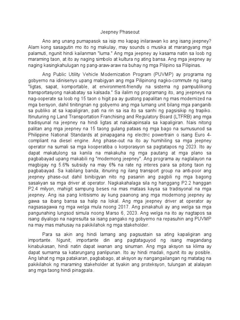 Jeepney Phaseout 2 | PDF
