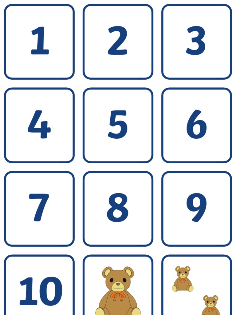 T N 10042 1 To 10 Teddy Bear Themed Number and Quantity Matching Cards ...