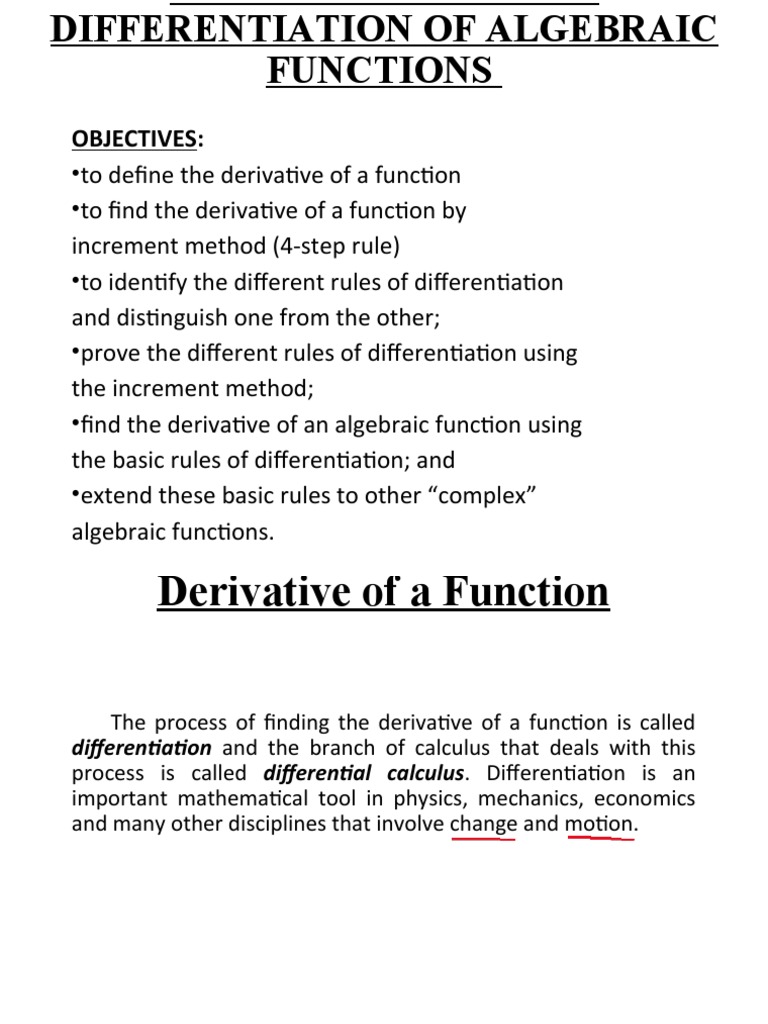 Module 6 - Four Step Rule Differentiation Formulas | PDF | Differential ...