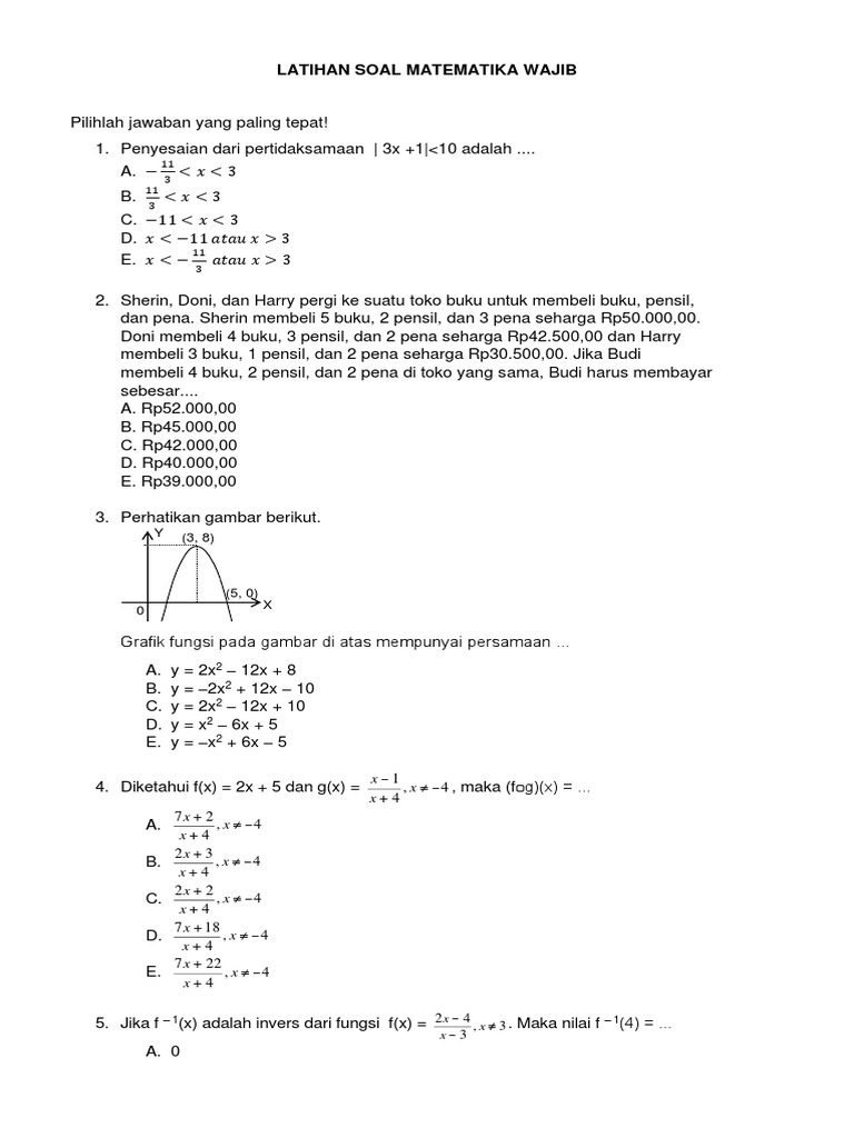 Latihan Soal Matematika Wajib | PDF