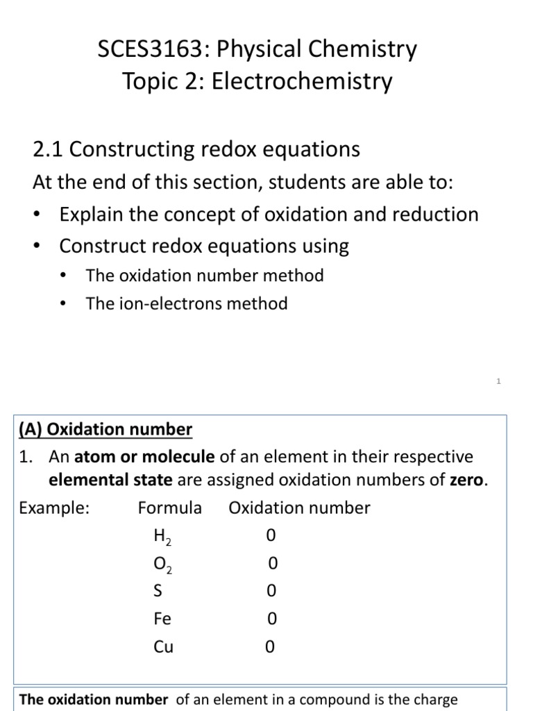 2.1 Constructing Redox Equations (S) | PDF | Redox | Chemical Compounds