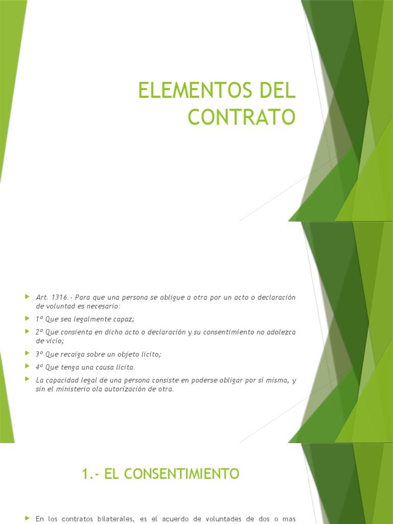 4.-Elementos Del Contrato Presentación | PDF | Conceptos legales