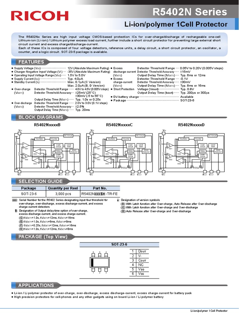 Li-Ion/polymer 1cell Protector: Features | PDF | Lithium Ion Battery ...