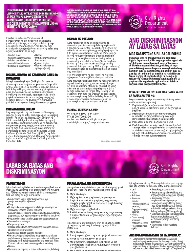 Discrimination Is Against The Law Brochure - TG PDF | PDF