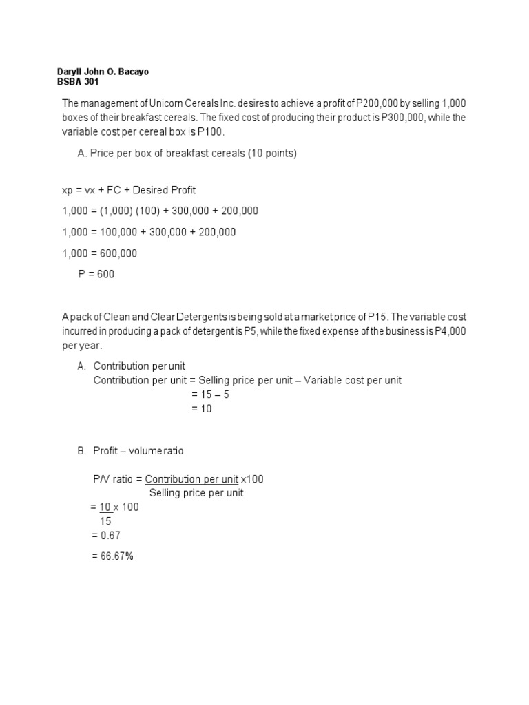 09 Performance Task 1 Costing Bacayo PDF | PDF