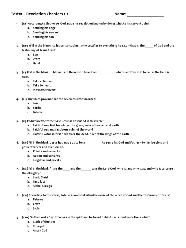 Test 1 Chapters 1 2 Student | PDF | Jesus | Glory (Religion)
