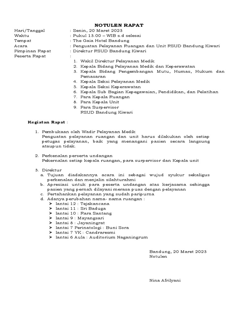 Notulen Rapat | PDF