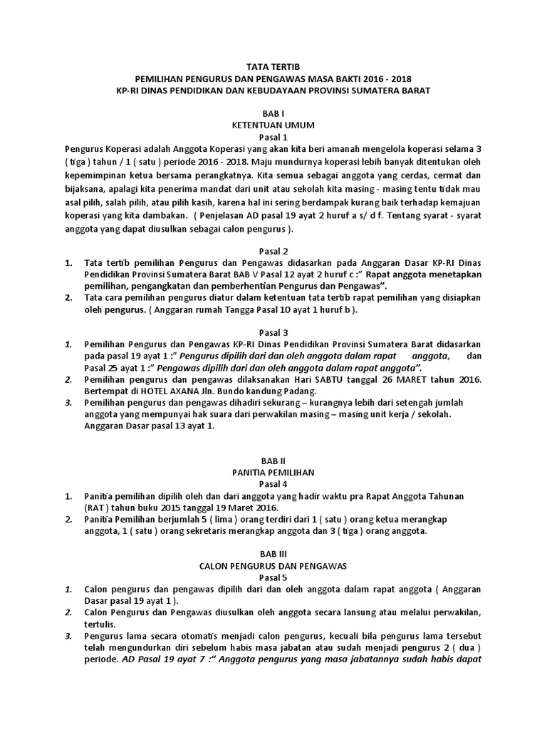 Tatib Pemilihan Pengurus | PDF