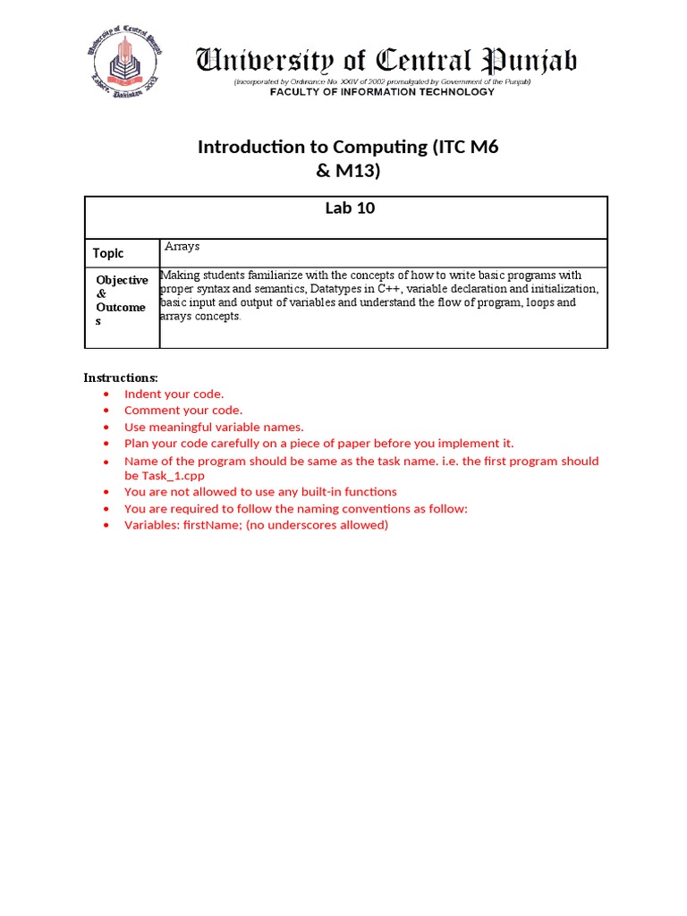 ITC M6 M13 Lab 10 | PDF
