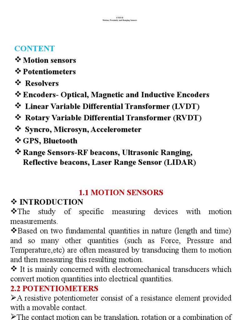 Motion and Ranging Sensors Overview | PDF | Inductance | Inductor