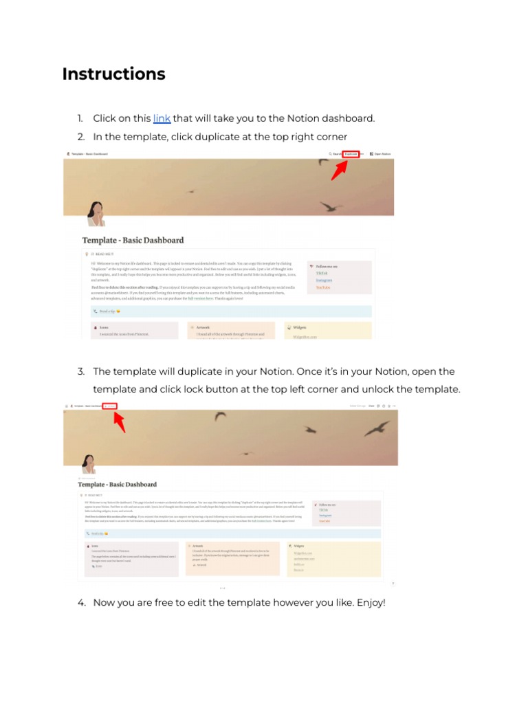 Notion Template Duplication Guide | PDF