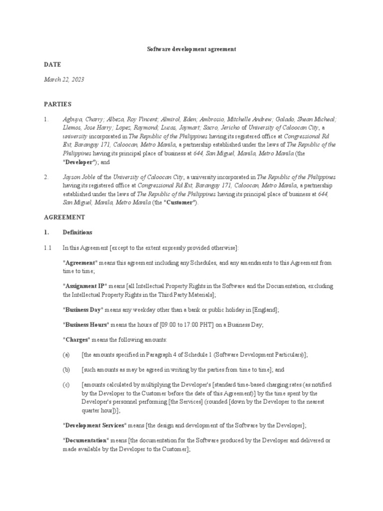 Software Development Agreement | PDF | Legal Liability | Liquidation