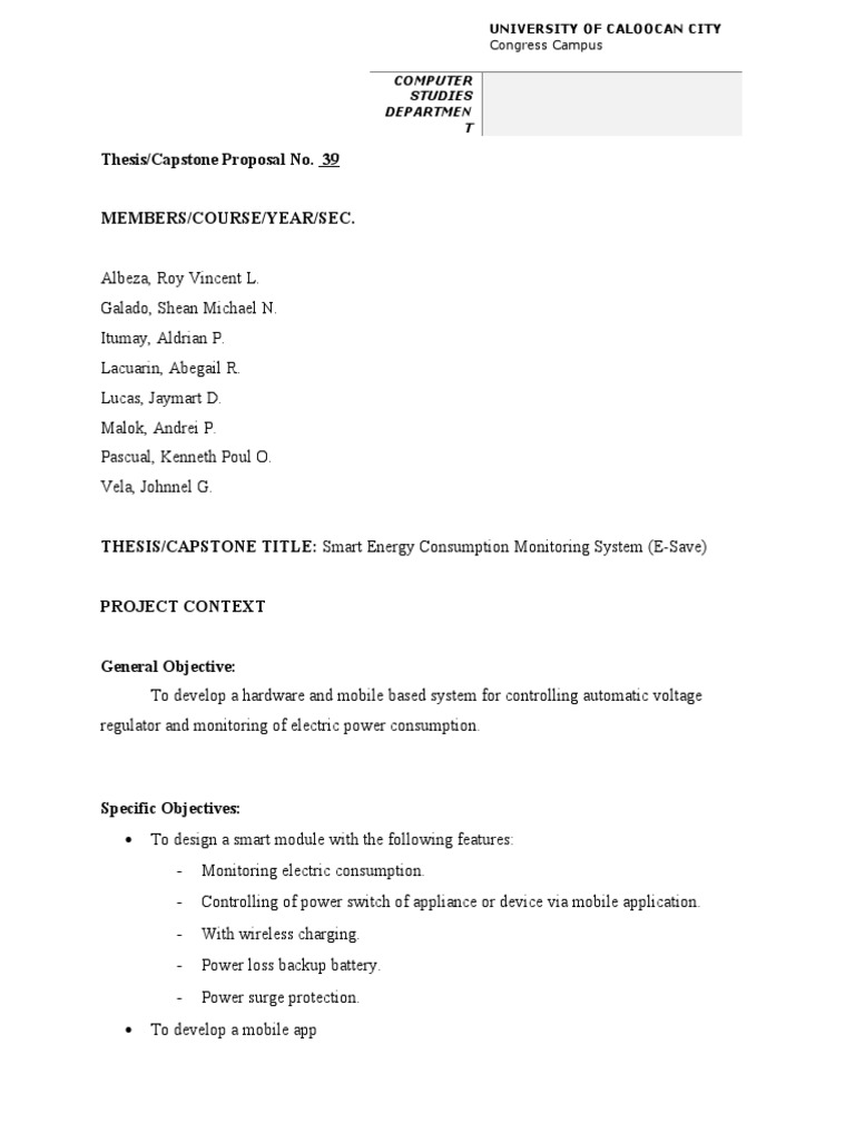 Thesis Proposal E-Save-1 | PDF | Electric Power | Computer Hardware
