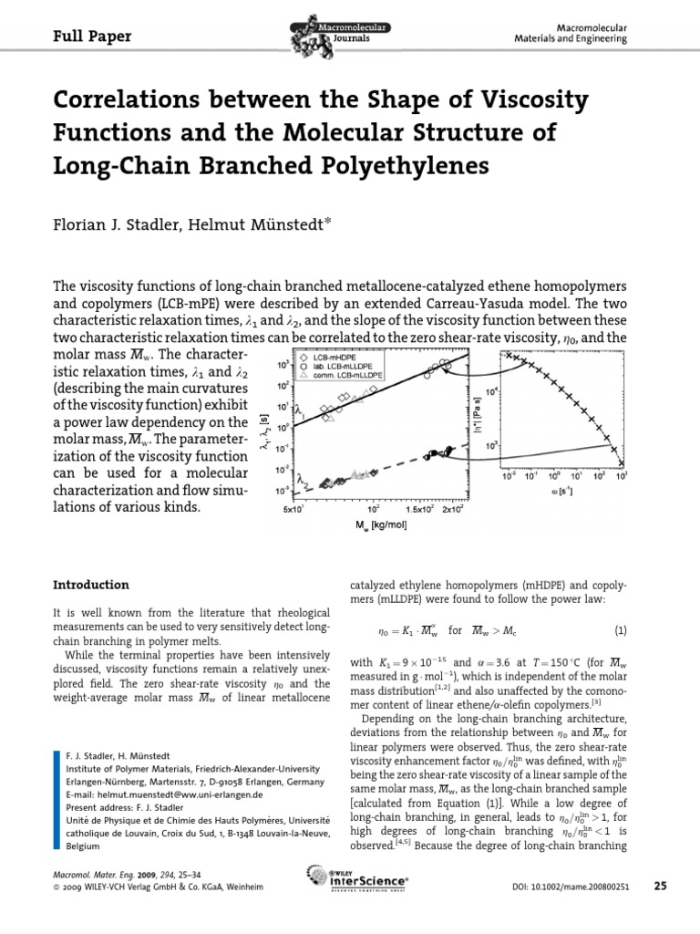 Correlations Between The Shape of Viscosity Functions and The Molecular ...