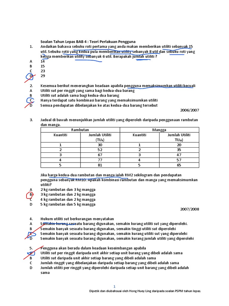 Template Soalan Tahun Lepas Bab 4 Soalan Objektif Tahun Lepas | PDF
